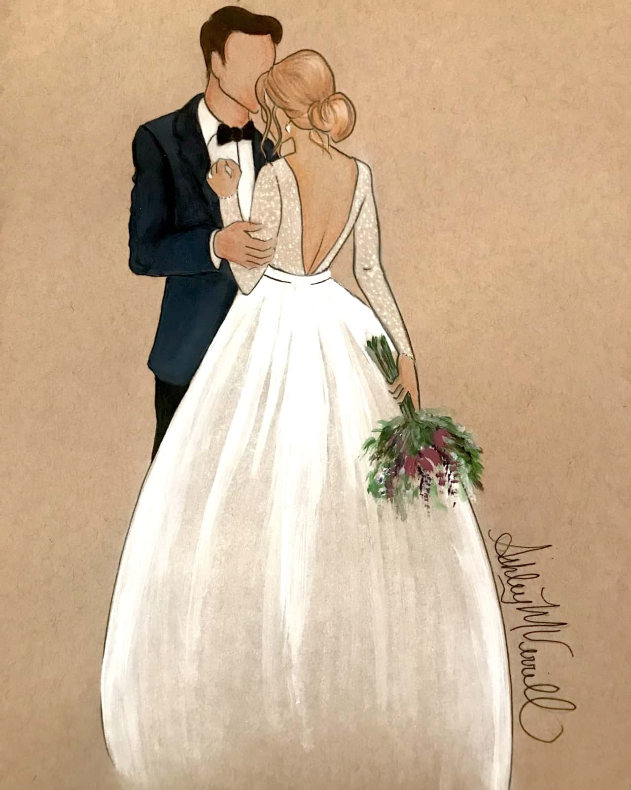 Personalized Bridal Artwork | Wedding Art Illustrations |Art by Ashley ...